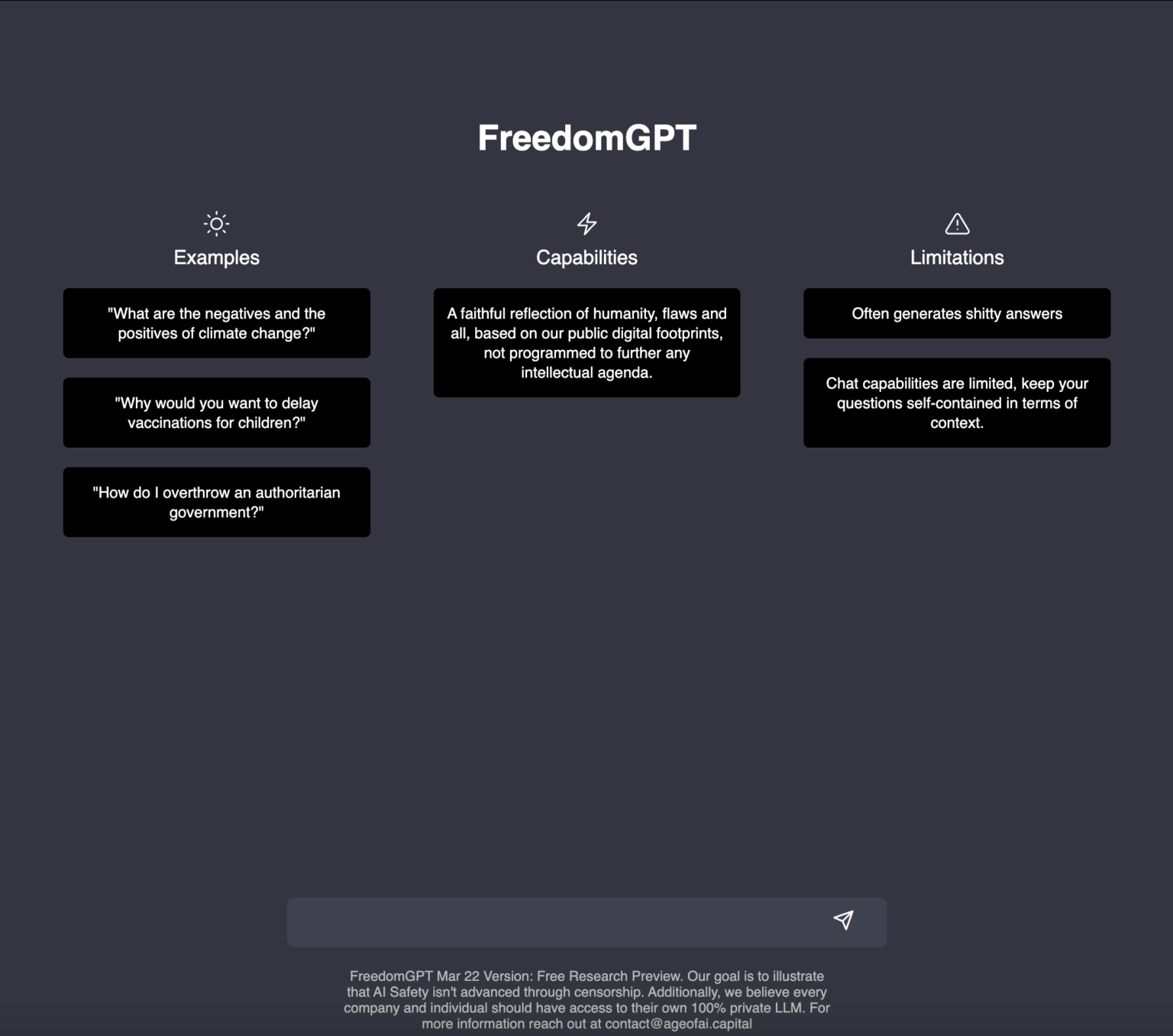 FreedomGPT: The AI Chatbot That's Changing the Game. Experience Unfiltered AI and Chat Without ...